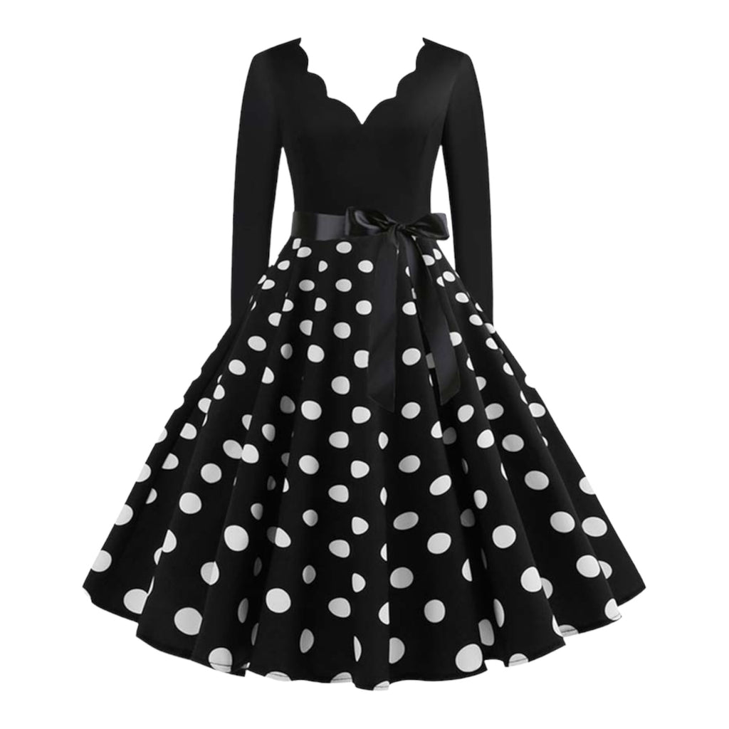 Années 50 Robe Évasée Rétro À Pois Lucille – Ma Penderie Vintage