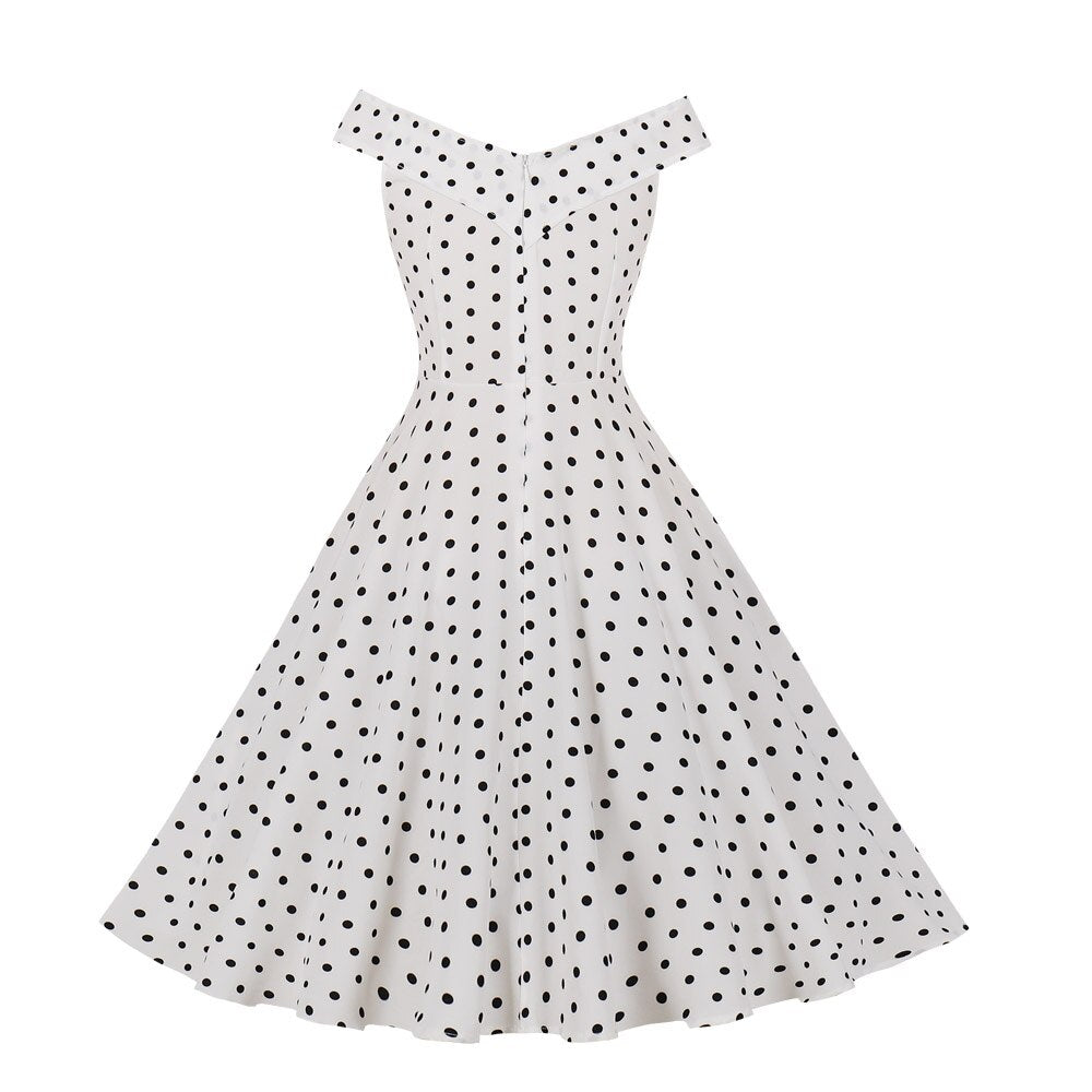 Années 50 Robe Évasée Imprimé À Pois Hepburn – Ma Penderie Vintage